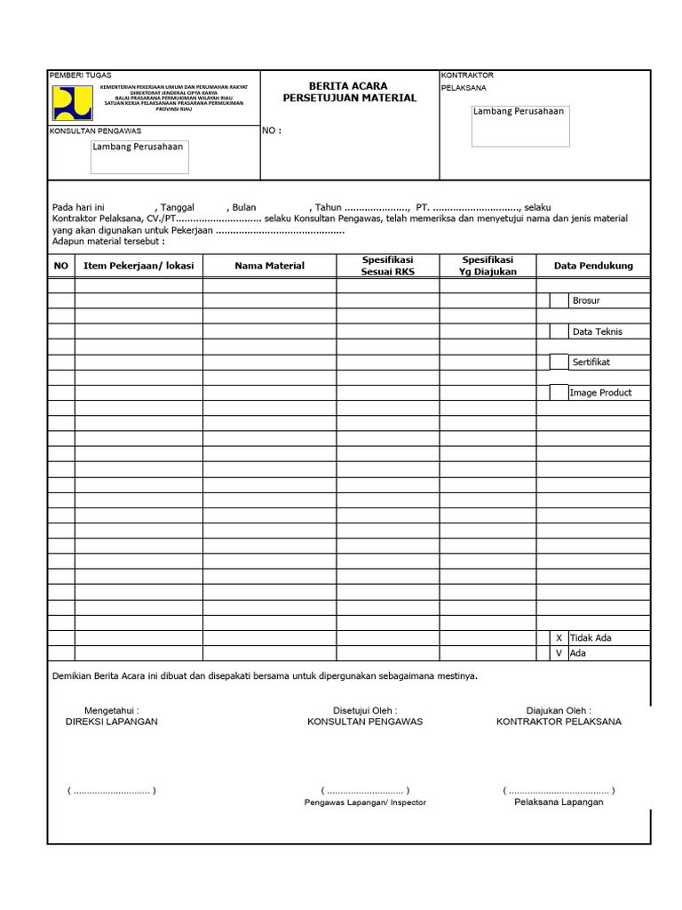 Persetujuan Material (Master) | PDF
