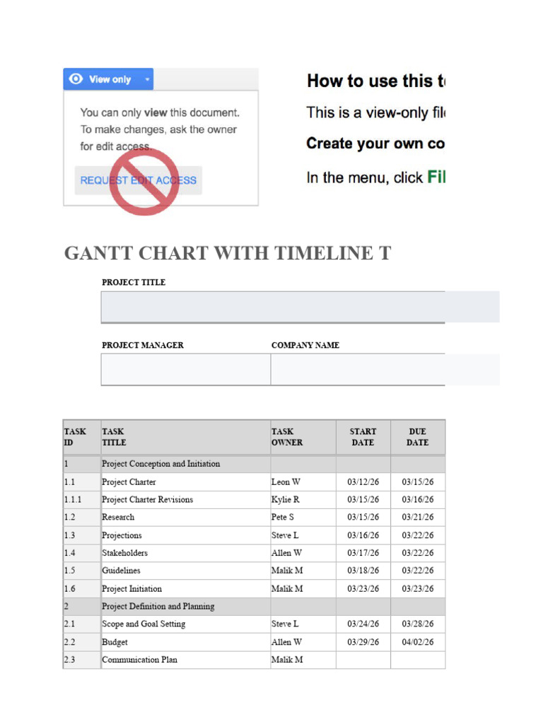 IC Gantt Chart With Timeline Template Google Sheets | PDF | Business
