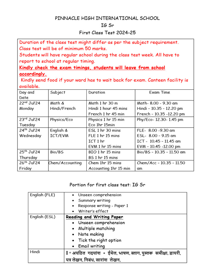 IGSR CT1 Portion and Timetable | PDF | Schools | Educational Assessment And Evaluation