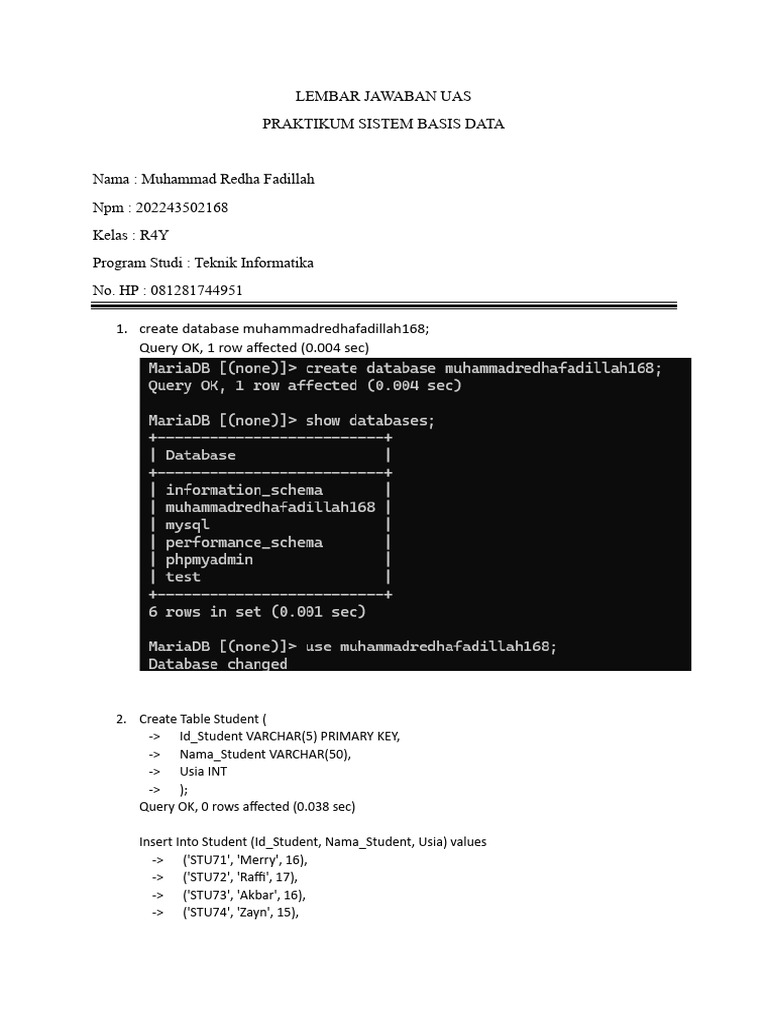 MuhammadRedhaFadillah UAS PSBD | PDF | Computing | Data Model