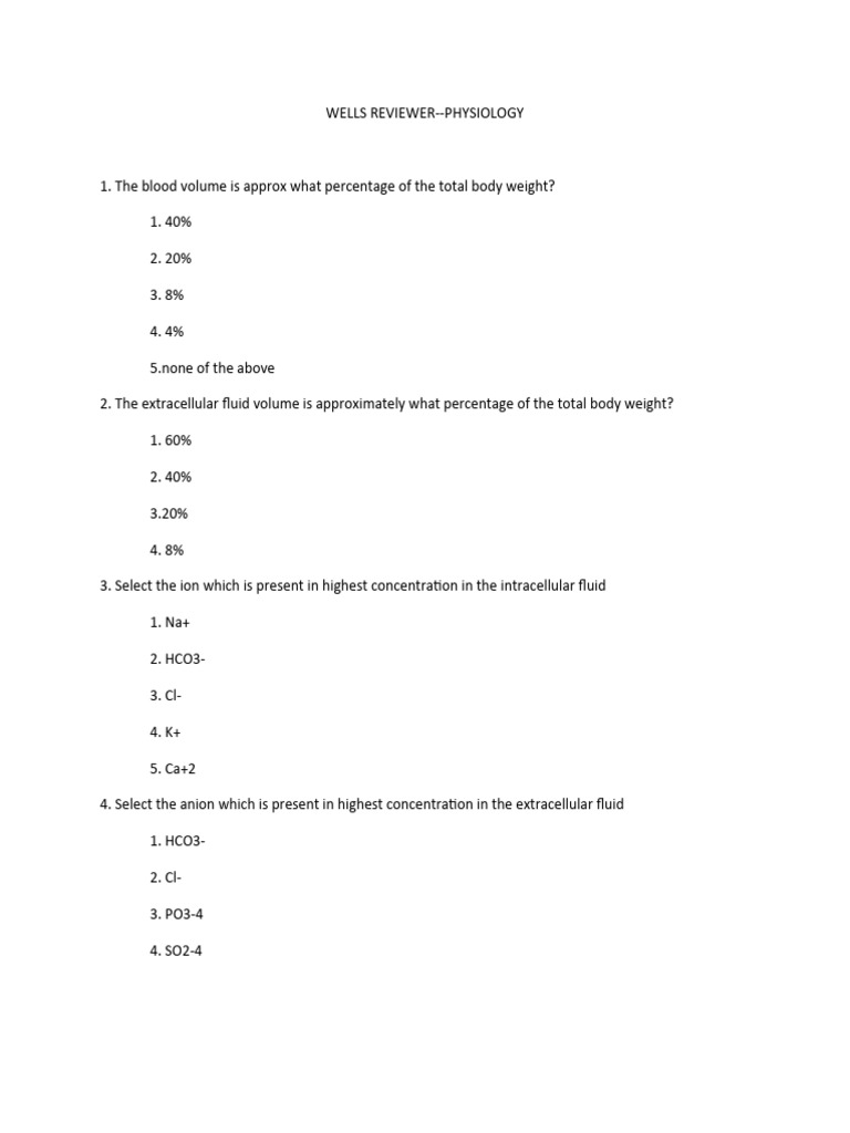 Wells Reviewer - Physiology | PDF | Atrium (Heart) | Ventricle (Heart)