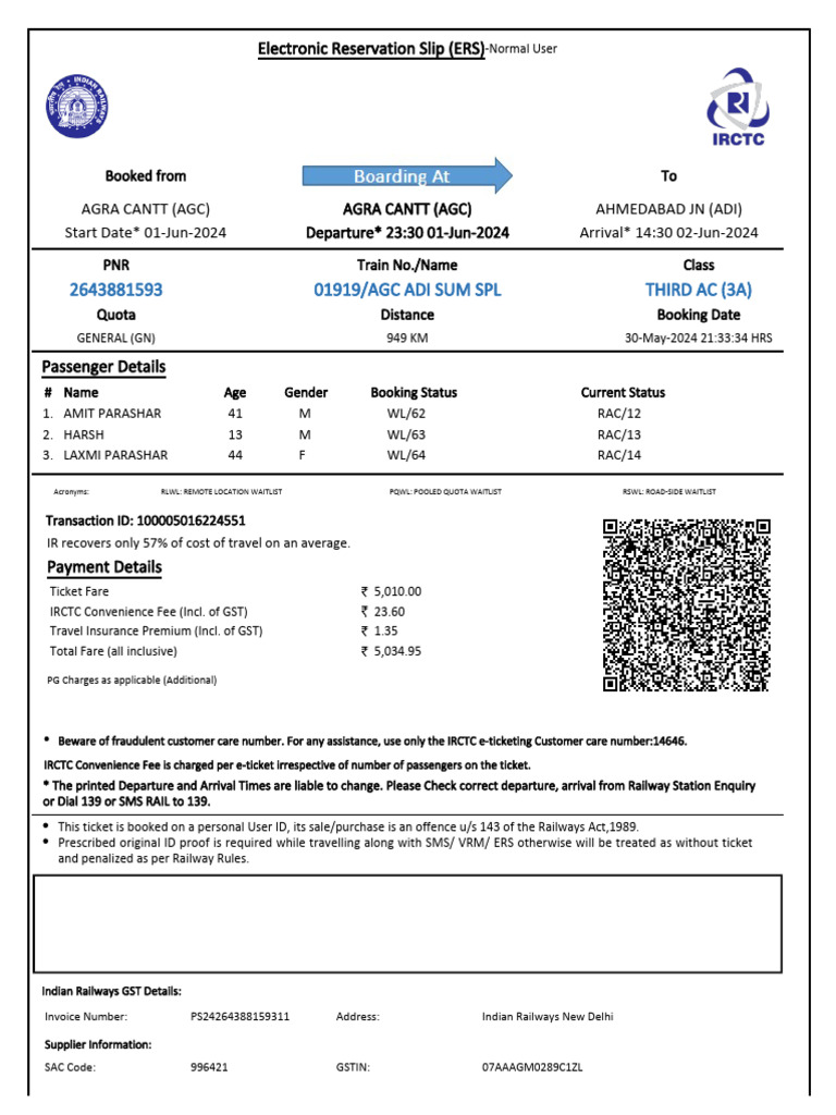 01919/agc Adi Sum SPL Third Ac (3A) | PDF | Identity Document