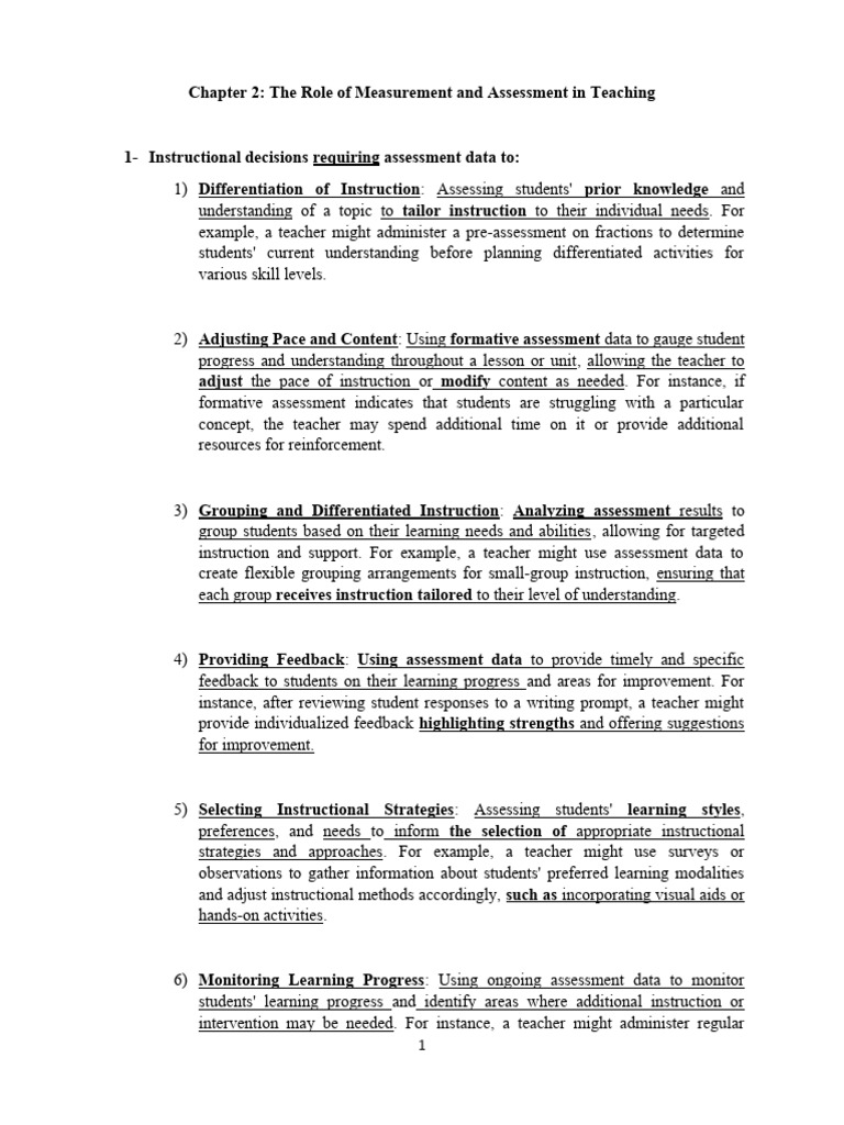 Chapter 2 - Role of Assessment & Measuring | PDF | Educational ...