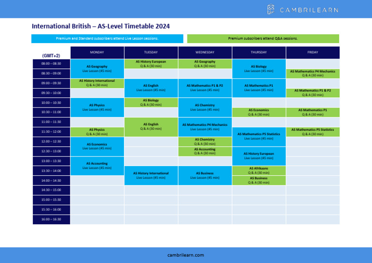 As Level Timetable BI | PDF