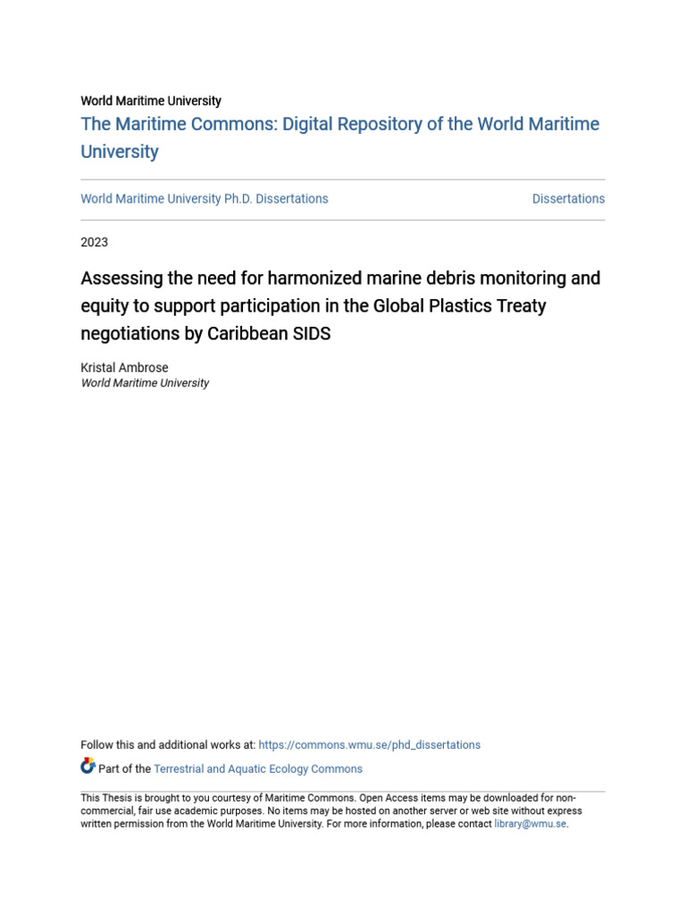 Assessing The Need For Harmonized Marine Debris Monitoring and Eq | PDF ...