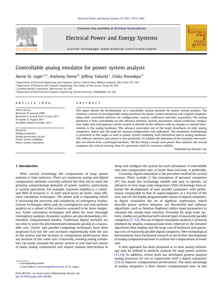 Controllable Analog Emulator for Power Systems | PDF | Electrical ...