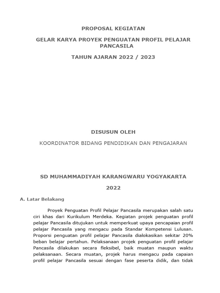 PROPOSAL KEGIATAN p5 | PDF