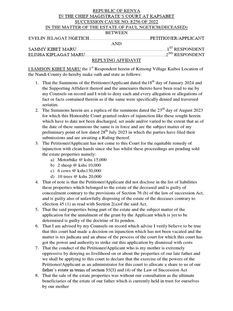 Replying Affidavit | PDF | Judiciaries | Justice