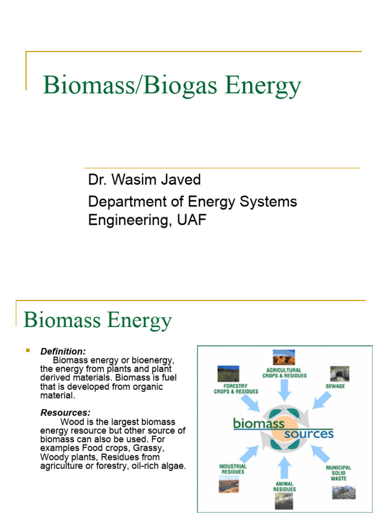 Lecture #6, BiomassBiogas Energy 2 | PDF | Biogas | Anaerobic Digestion