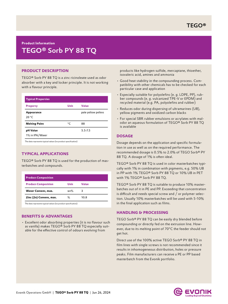 Tego Sorb Py 88 TQ en Asset 673369 | PDF | Adsorption | Dangerous Goods