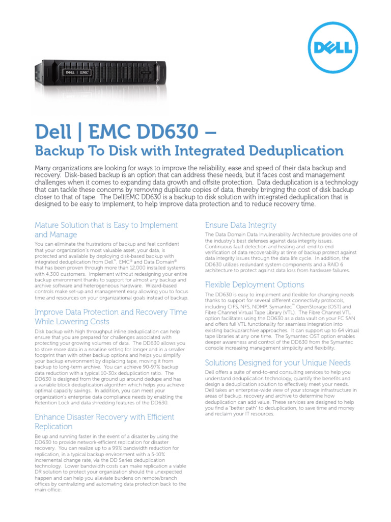Dell Emc dd630 Spec Sheet en | PDF | Backup | Computer Hardware