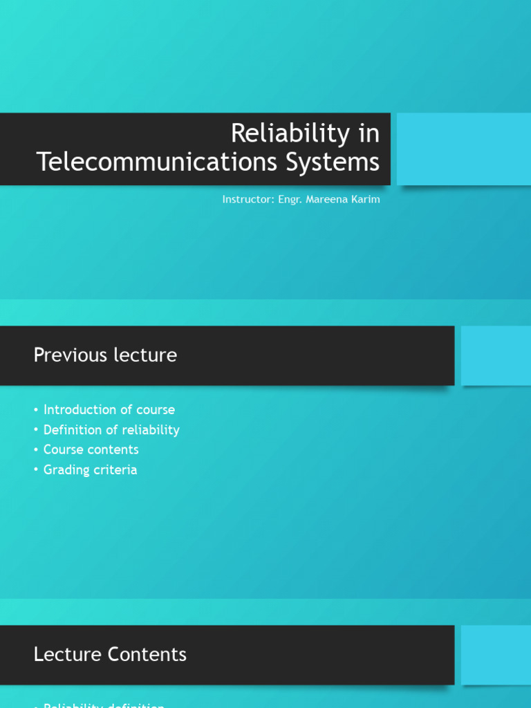 Understanding Reliability in Telecom Systems | PDF | Reliability ...