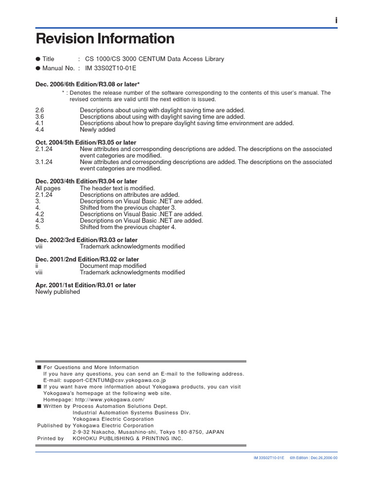 Revision Information: Dec. 2006/6th Edition/R3.08 or Later | PDF ...