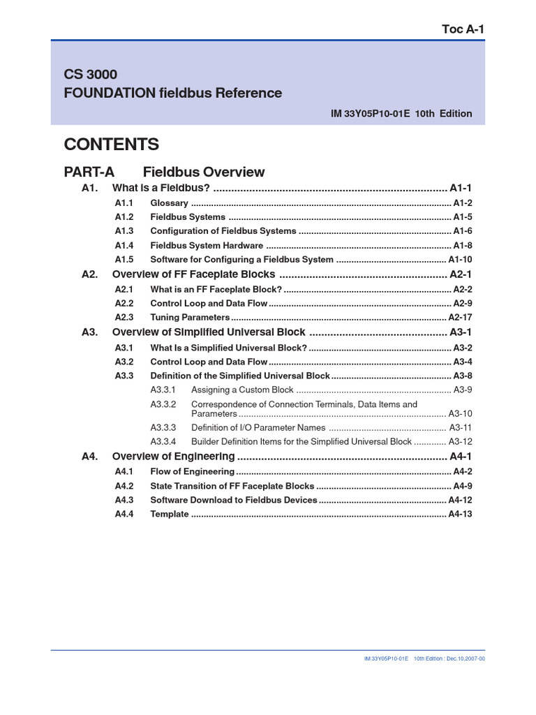 CS 3000 FOUNDATION Fieldbus Reference: Toc A-1 | PDF | Input/Output ...