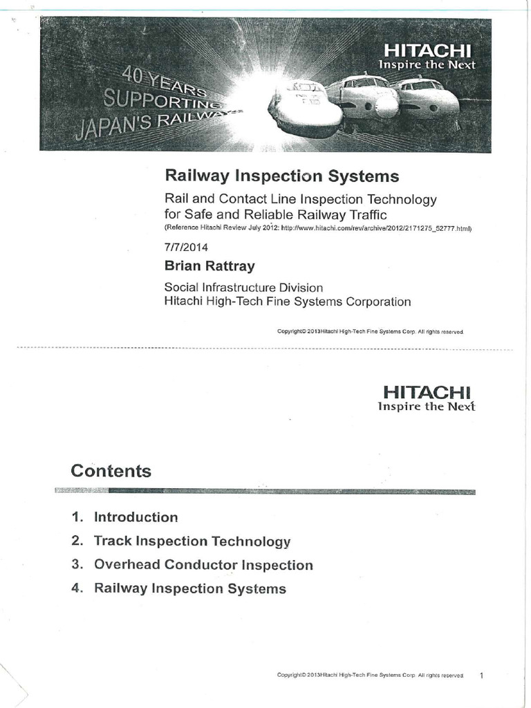 Ppt Hitachi Railway Inspection System Pdf