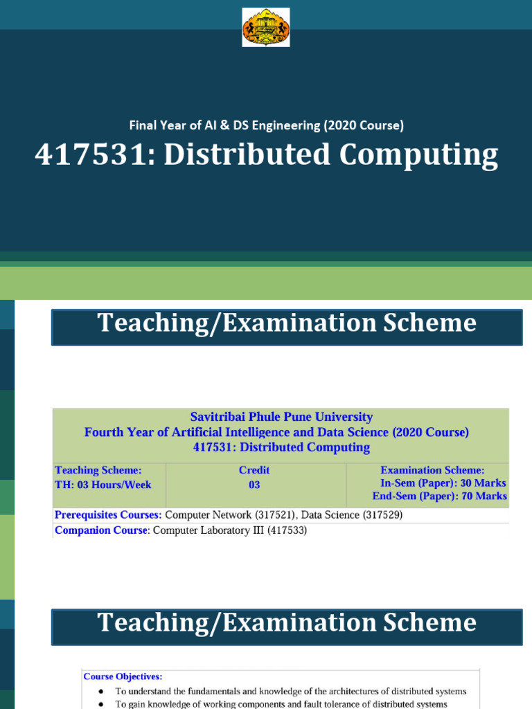 417531: Distributed Computing: Final Year of AI & DS Engineering (2020 Course) | PDF | Transport ...