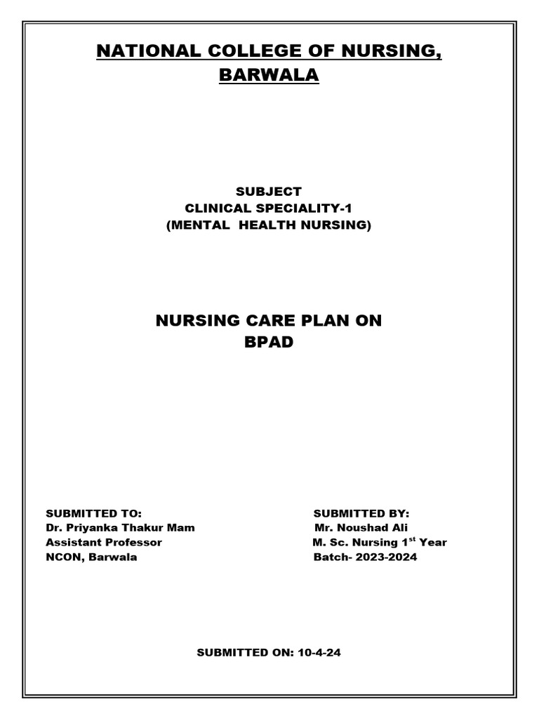 Noushad BPD | PDF | Antipsychotic | Clinical Medicine