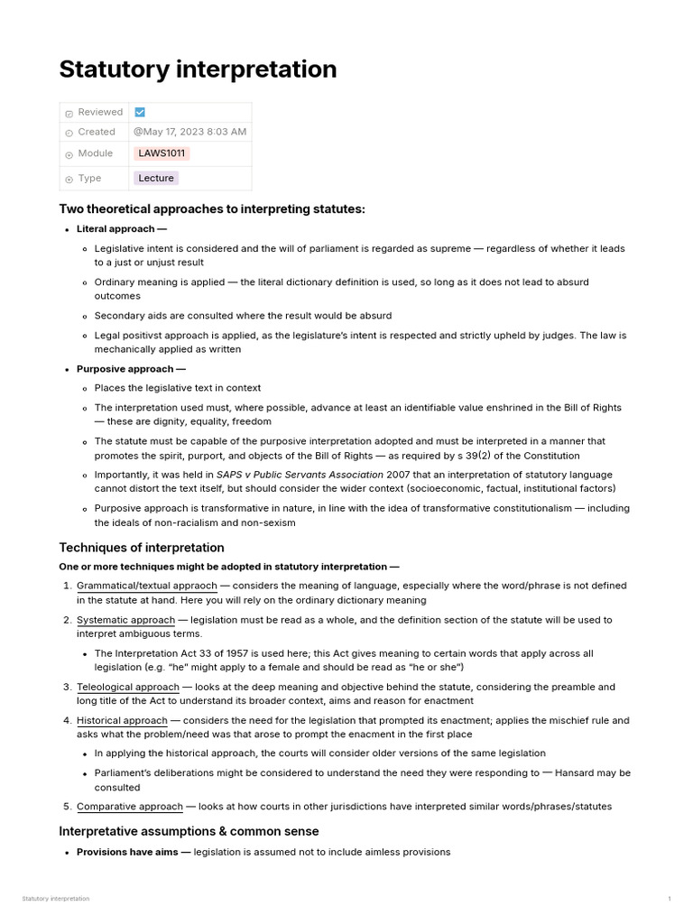 Statutory Interpretation | PDF | Statutory Interpretation | Political Law