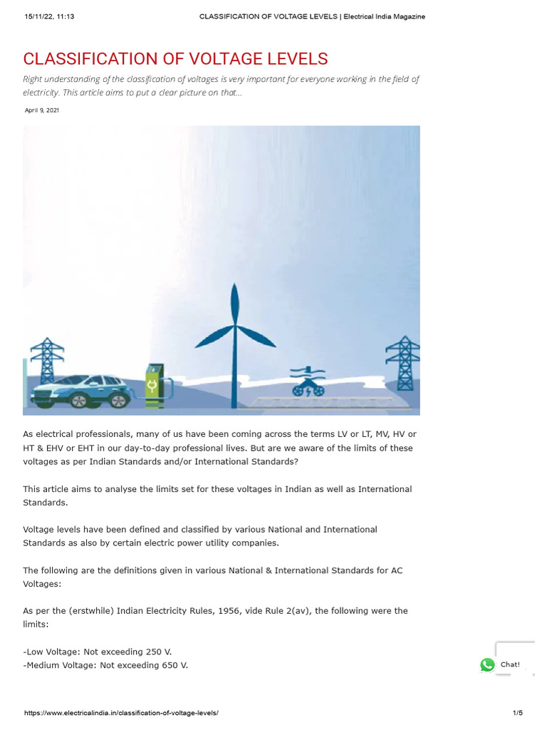 Classification of Voltage Levels | PDF | High Voltage | Alternating Current