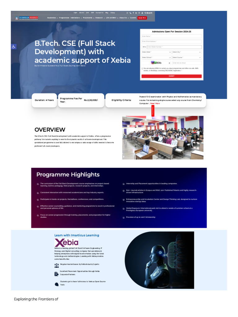 B.Tech. CSE Full Stack Development With Xebia Course Details | PDF | Engineering | Software