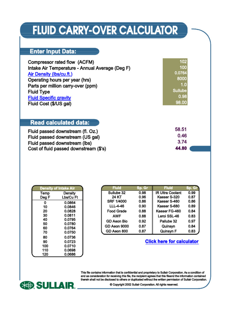 Fluid Carry-Over Calc | PDF