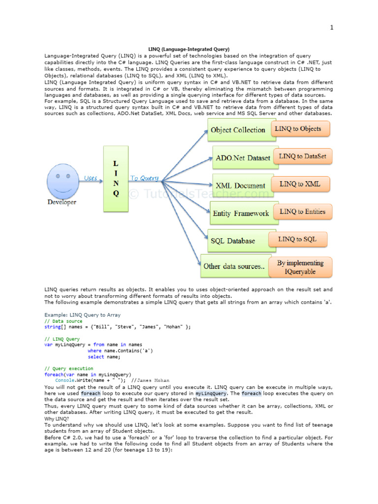 LINQ | PDF | Language Integrated Query | Data Management LINQ | PDF | Language Integrated Query | Data Management
