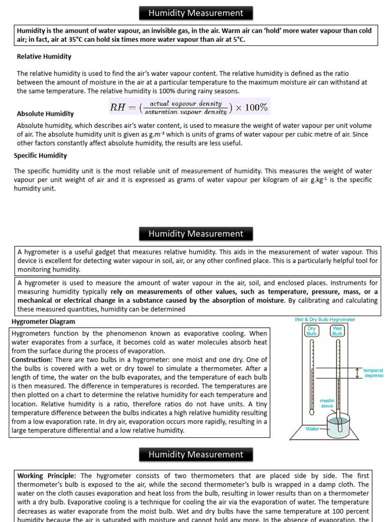 Humidity, Density and Sensor Calibration | PDF | Humidity | Evaporation