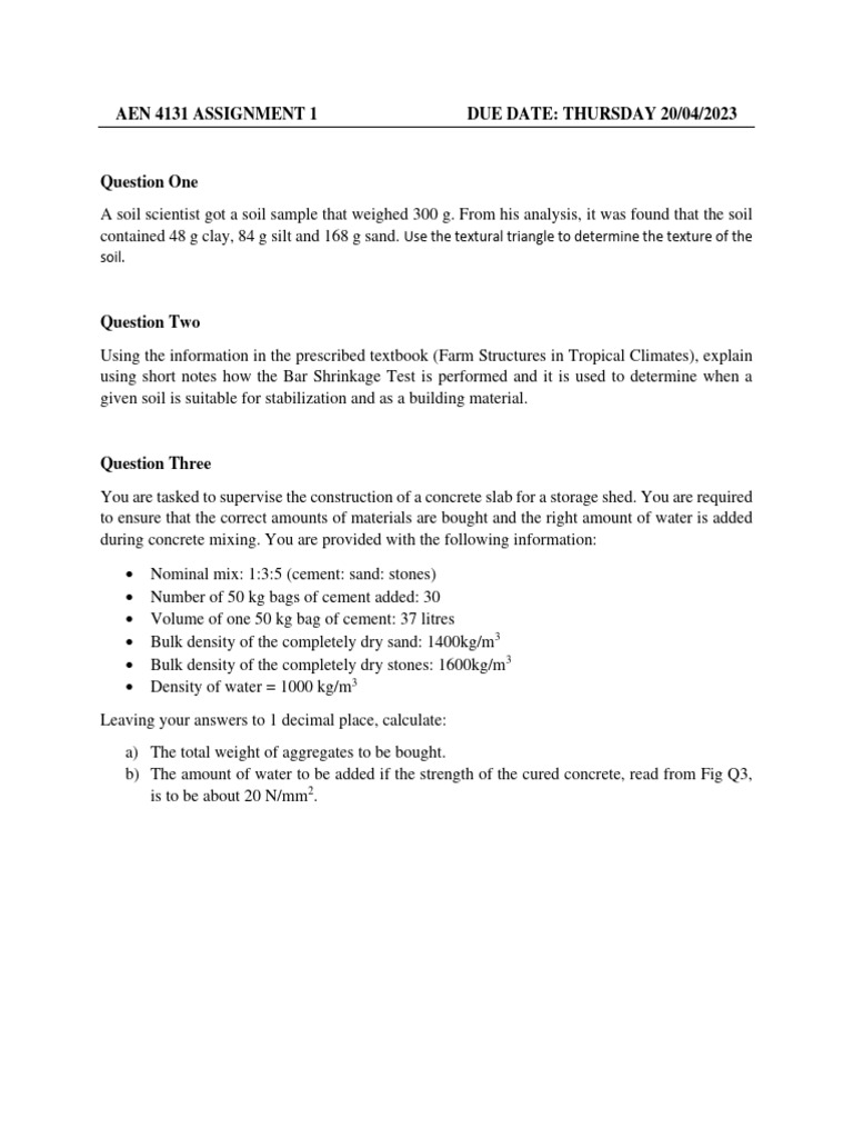 Soil and Concrete Analysis Tasks | PDF | Science & Mathematics