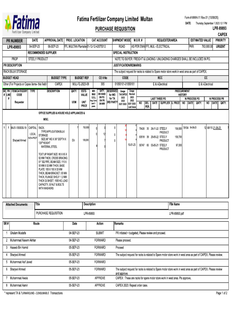 LPR 89893, Racks Required For Motor Store | PDF