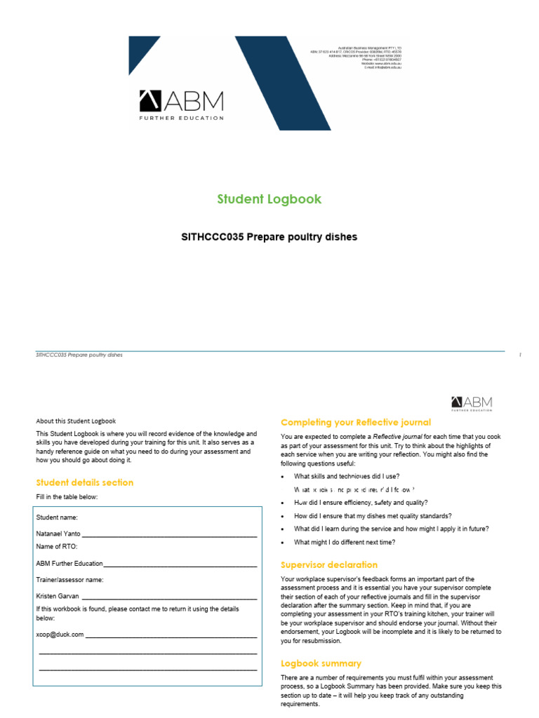 SITHCCC035 Student Logbook V1.0 November 2023 | PDF | Offal | Grilling