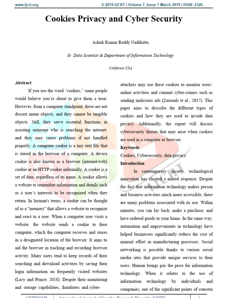 IJCRT1134034 | PDF | Http Cookie | Computer Security