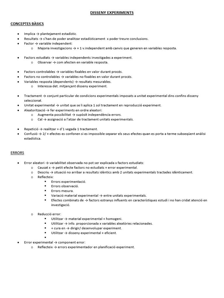 Tci-1 Disseny Experiments | PDF