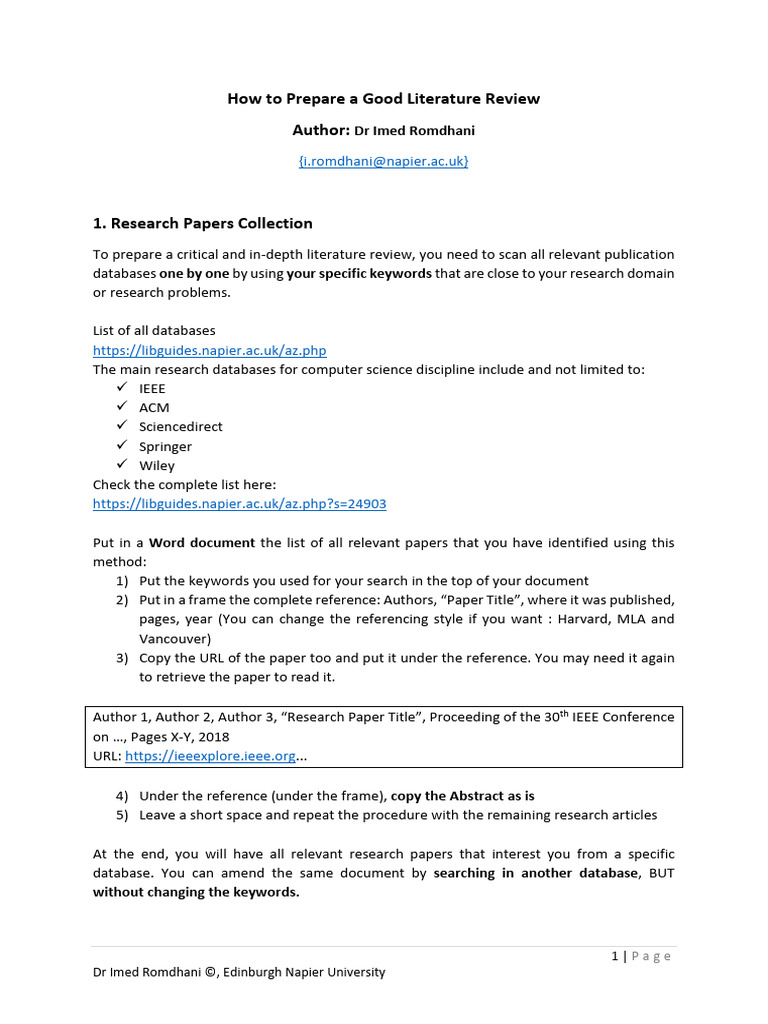 How To Prepare A Good Literature Review | PDF | Abstract (Summary) | Thesis