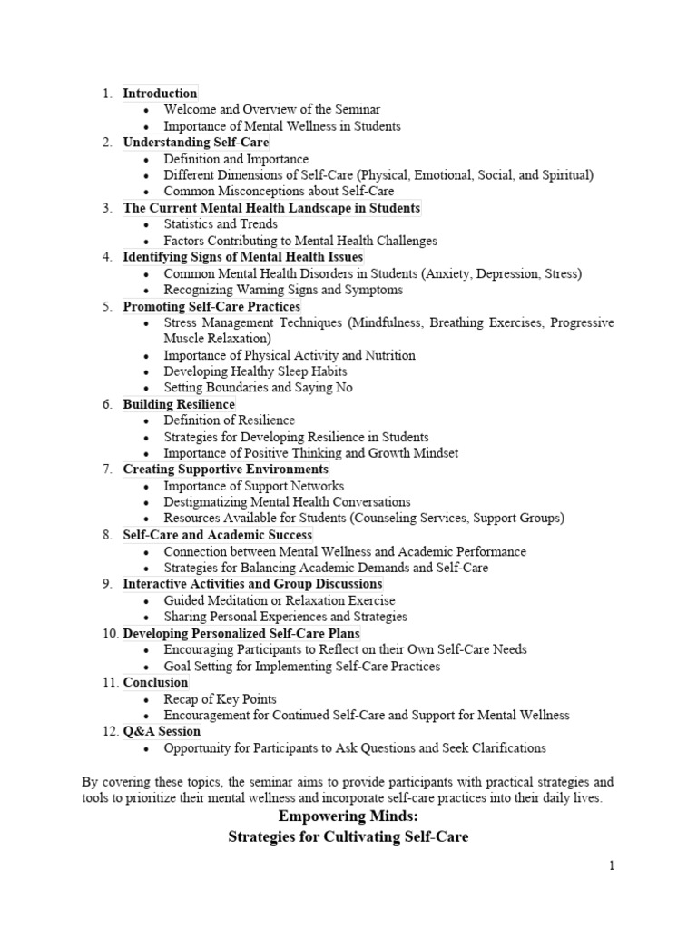 Promoting Self-Care | PDF | Mental Health | Relaxation (Psychology)