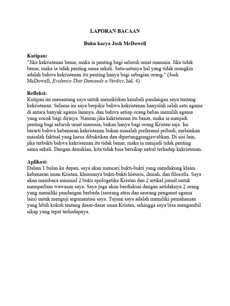 Contoh Laporan Bacaan | PDF