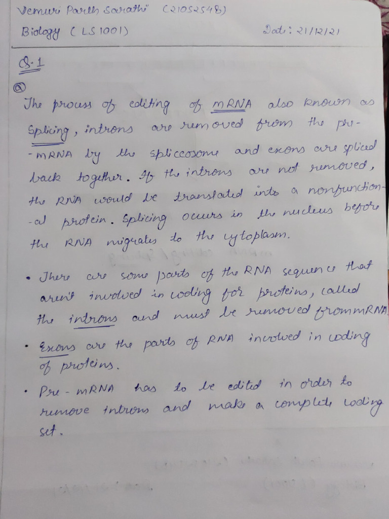 SecB Q1 | PDF | Rna Splicing | Biomolecules