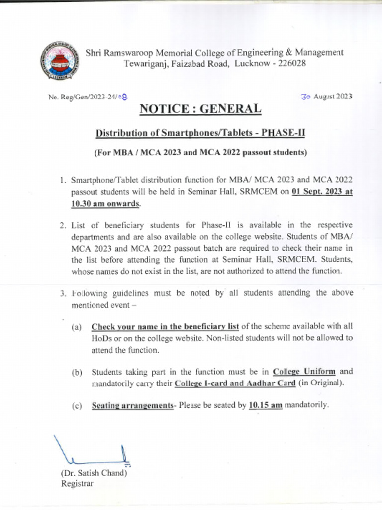 Notice - Distribution of Smartphones & Tablets - PHASE - II | PDF