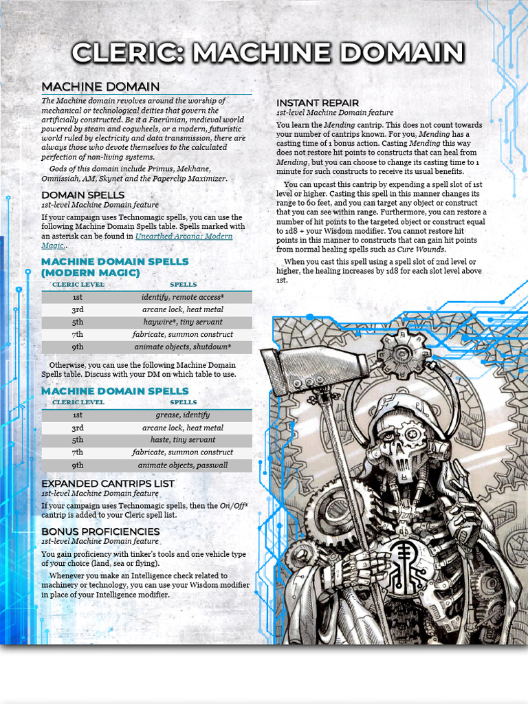 Cleric - Machine Domain - GM Binder | PDF