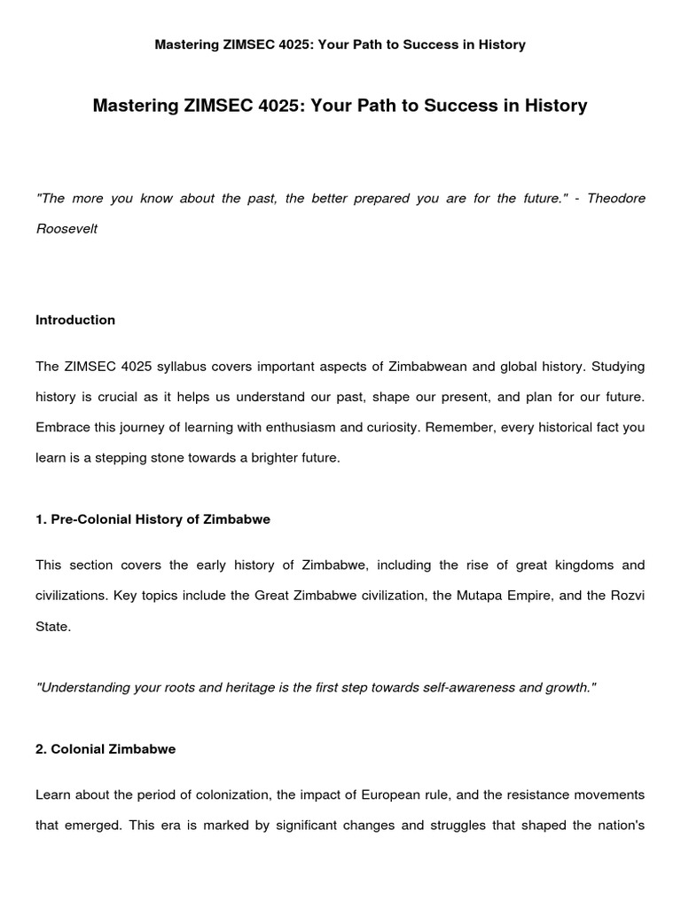 ZIMSEC 4025 Syllabus | PDF | Zimbabwe | Colonialism