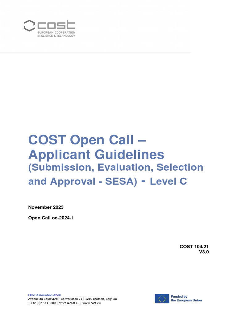 COST Open Call Applicant Guidelines Oc-2024-1 | PDF | European Union ...