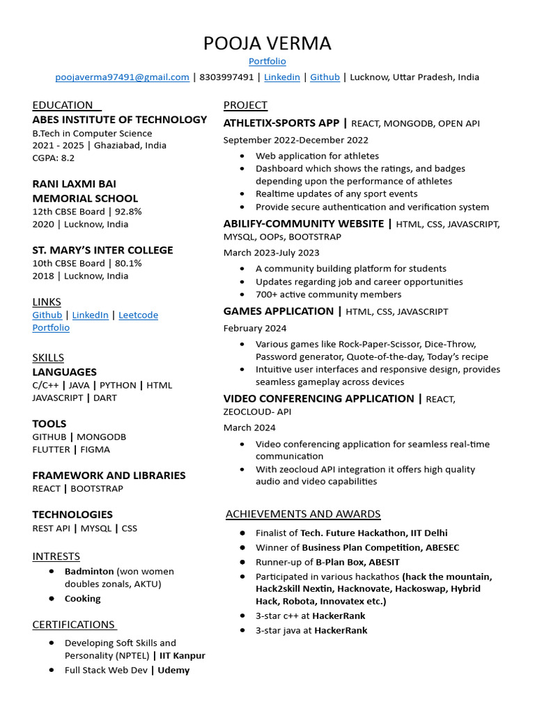 Resume Format | PDF | Application Software | Bootstrap (Front End Framework)