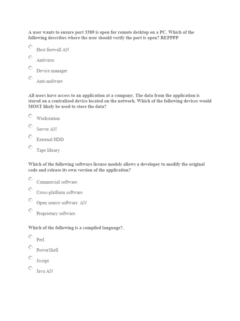 Itf Exam Prep Questions | PDF | Password | Databases