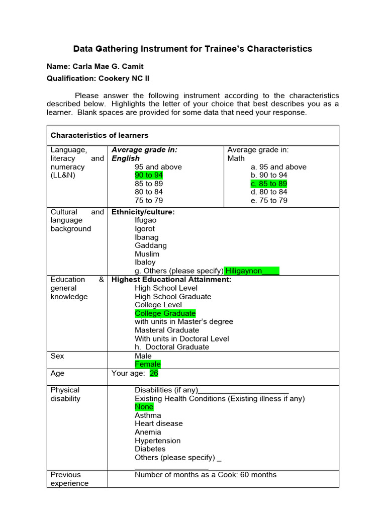JOVACON PTS-2-Data-Gathering-Instrument-for-Trainee | PDF | Learning ...