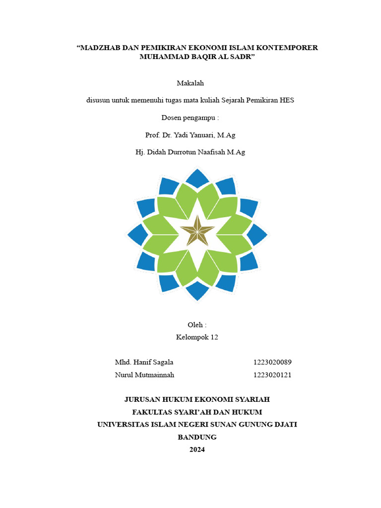 Madzhab Dan Pemikiran Ekonomi Islam Kontemporer Muhammad Baqir Al Sadr | PDF | Sejarah