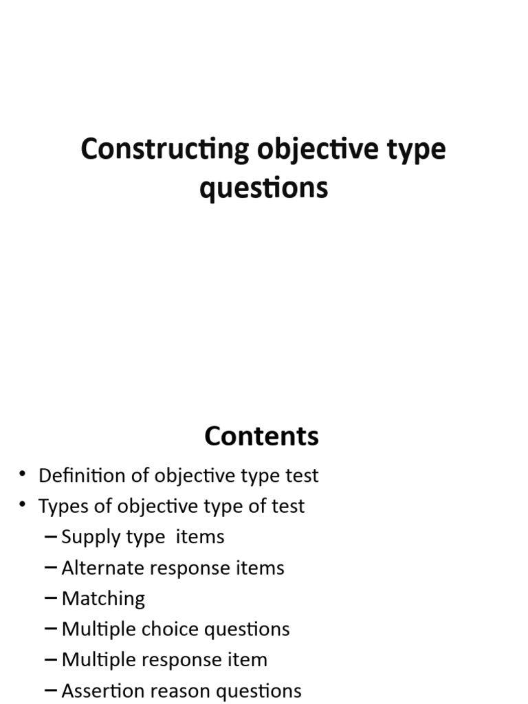 Constructing Objective Type Questions | PDF | Multiple Choice Constructing Objective Type Questions | PDF | Multiple Choice