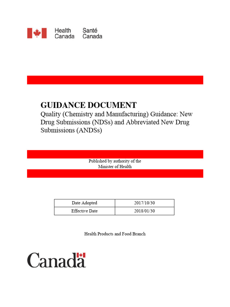 Guidance Document Quality Chemistry Manufacturing Guidance New Drug ...