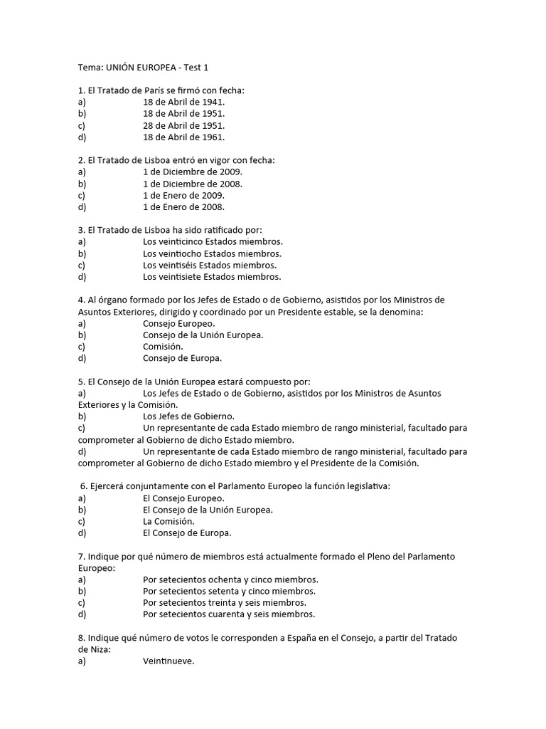 Test Europa | PDF | Comisión Europea | Política mundial