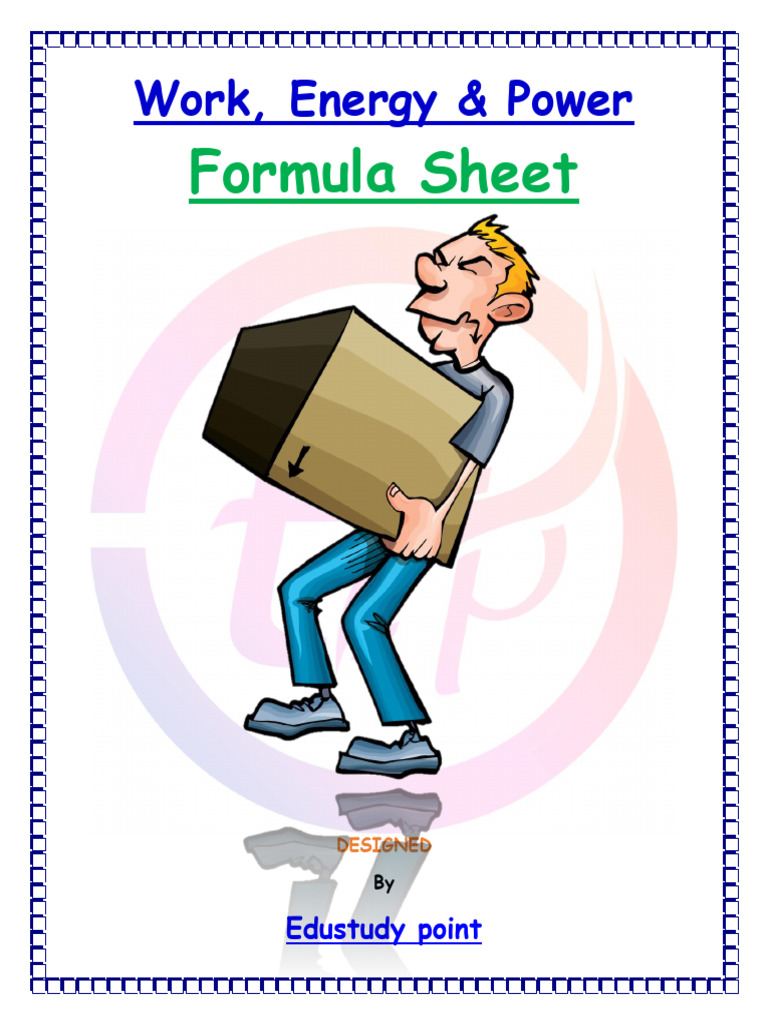 Work, Energy and Power - Formula Sheet (Edustudy Point) - Unlocked | PDF
