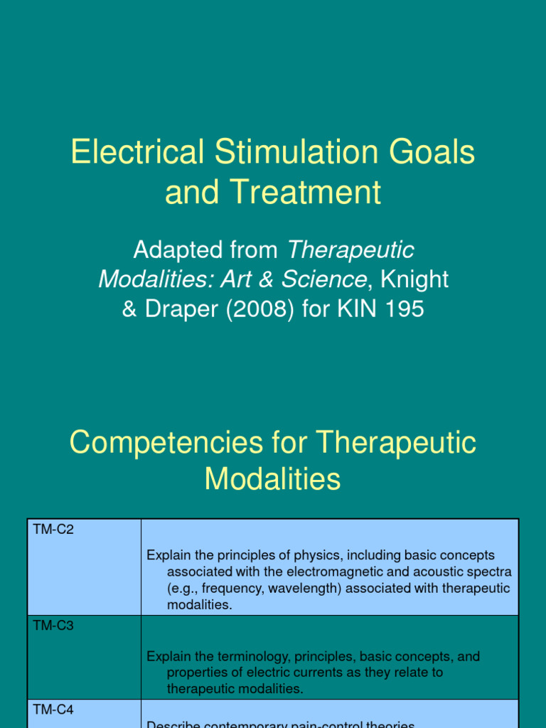 Electrical Stimulation Goals and Treatment | PDF | Healing | Pain