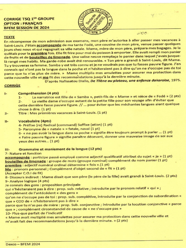 Corrige TSQ 1 | PDF